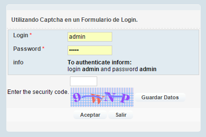Utilizando Captcha al formulario de acceso