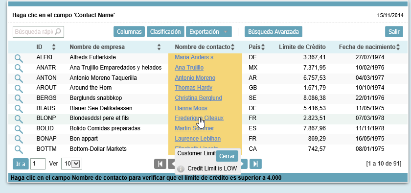 Eventos Ajax en aplicaciones de Grid