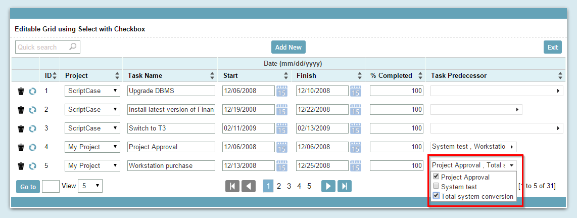 Editable Grid Using A Multi Selectable Combobox