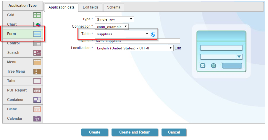 Dynamic Search to Form Applications