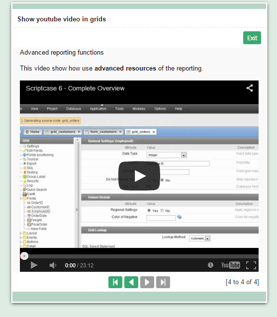 Show youtube video in grid