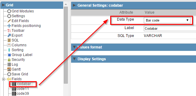 Various types of bar codes